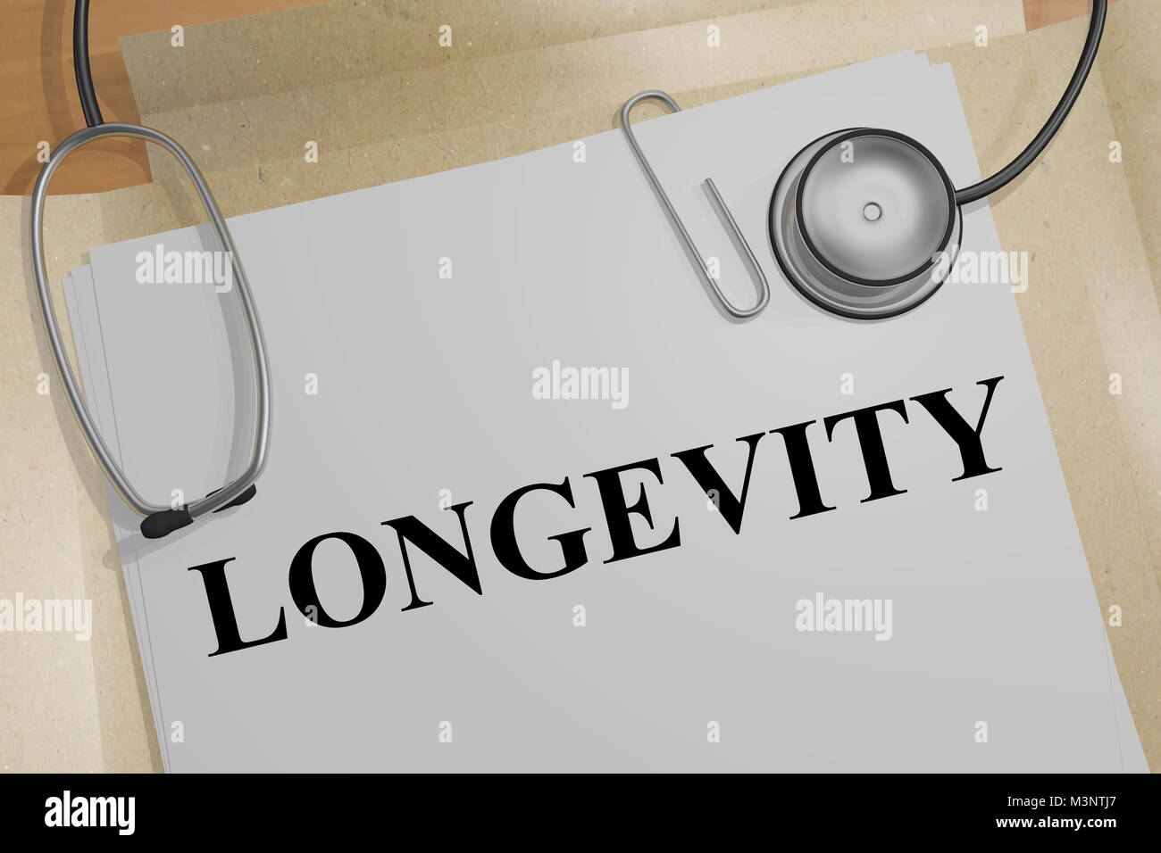 3D illustration of LONGEVITY title on a medical document Stock Photo ...