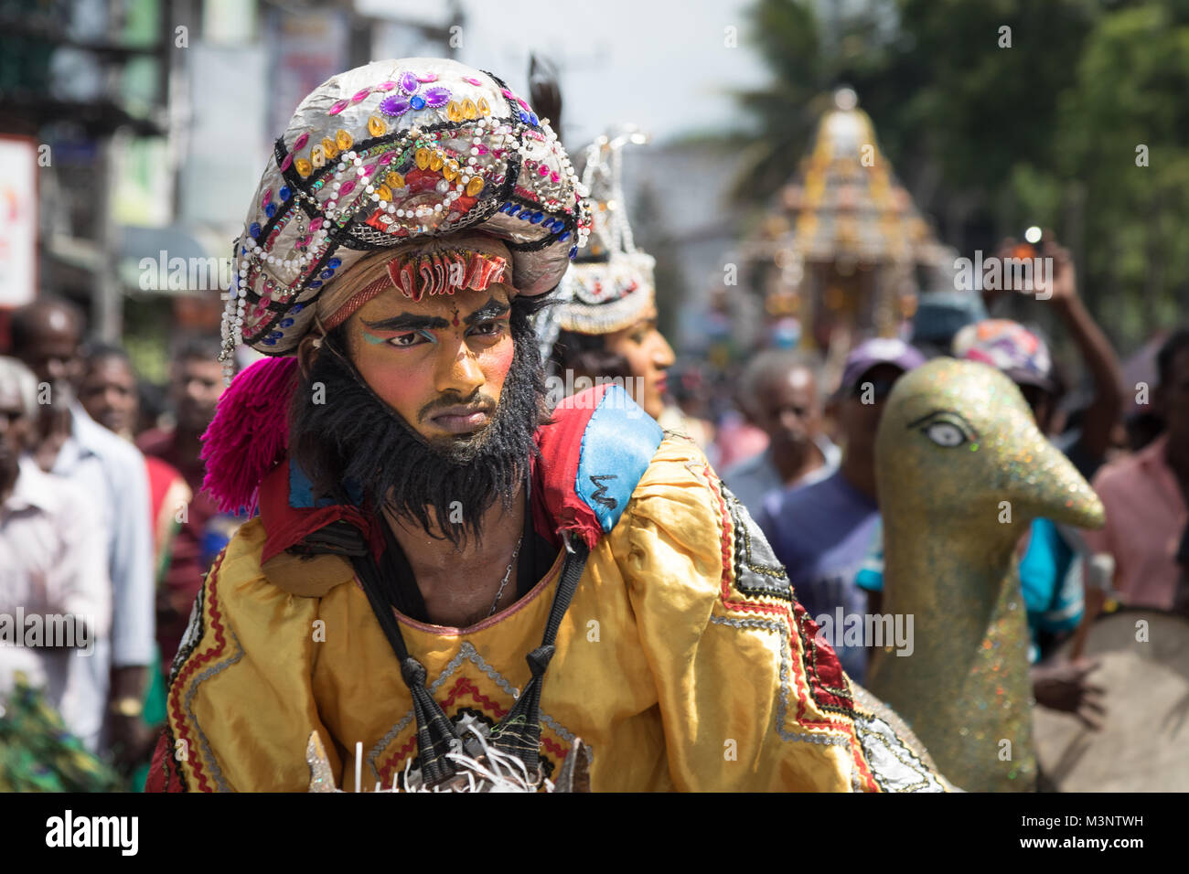 young man dressed traditional parade clothes costume dancing in Sri ...