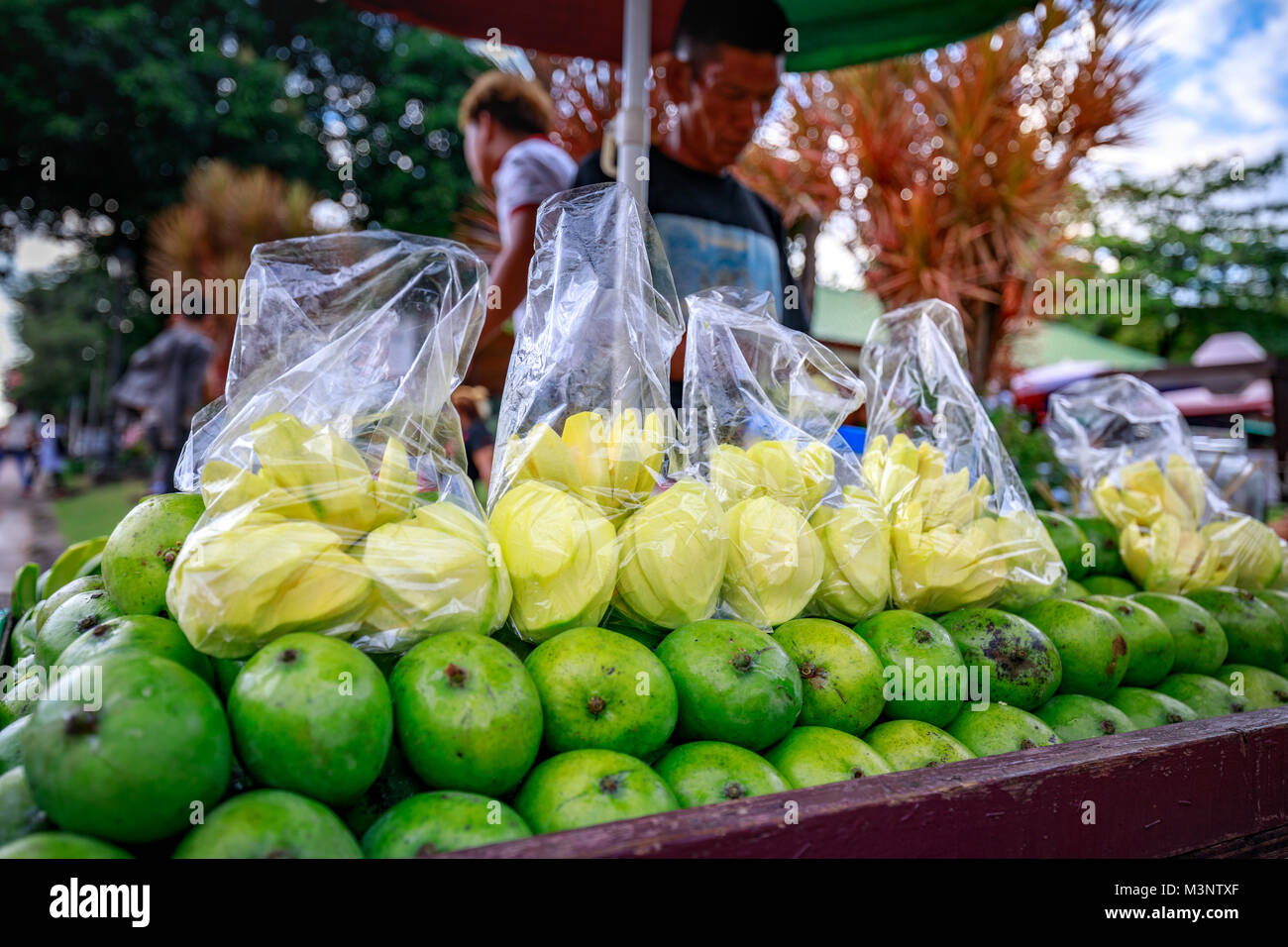 Manila, Philippines - Feb 4, 2018 : A street food vendor slices fresh ...