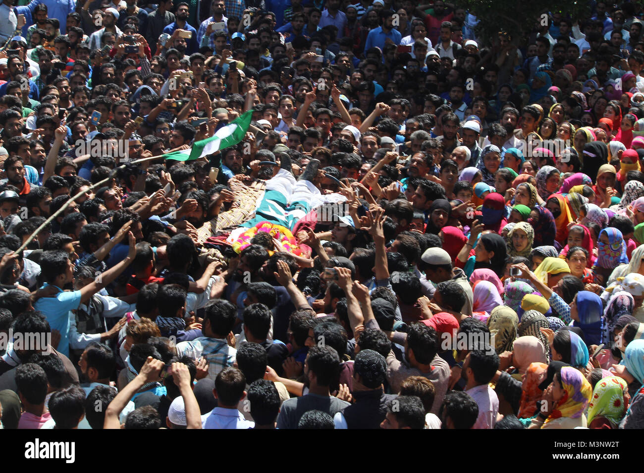 people carry dead body of slain rebels, Sopore town, Kashmir, India ...