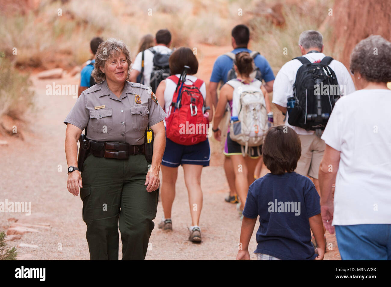 Arches National Park Rangers at work engaging with visitors Stock Photo ...