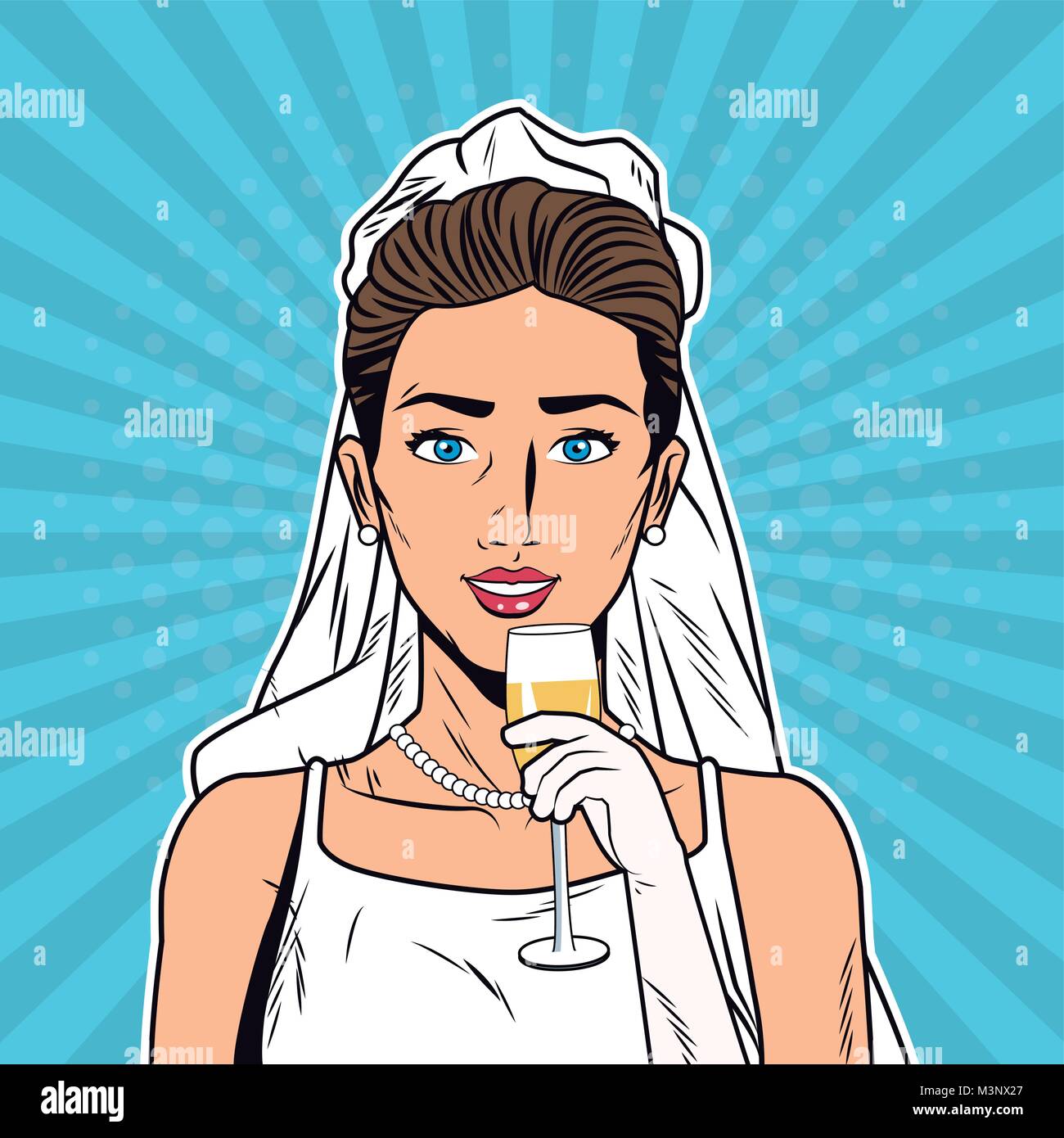 Beautiful bride pop art cartoon Internet Security, baniking online ...