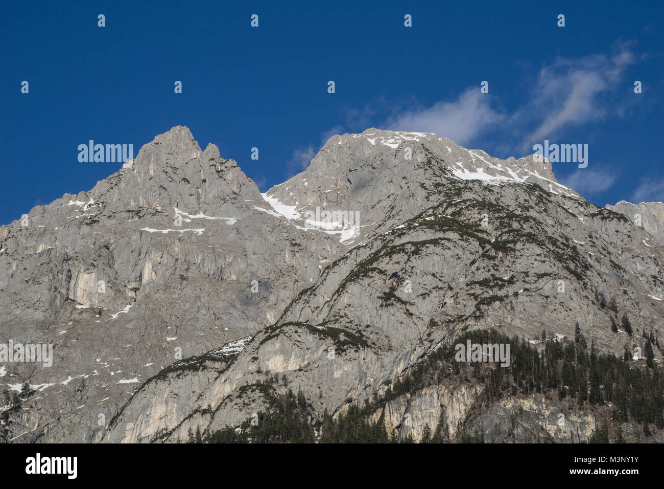 Tall peaks in the Alps that separate Salzburg from Tyrol Stock Photo ...
