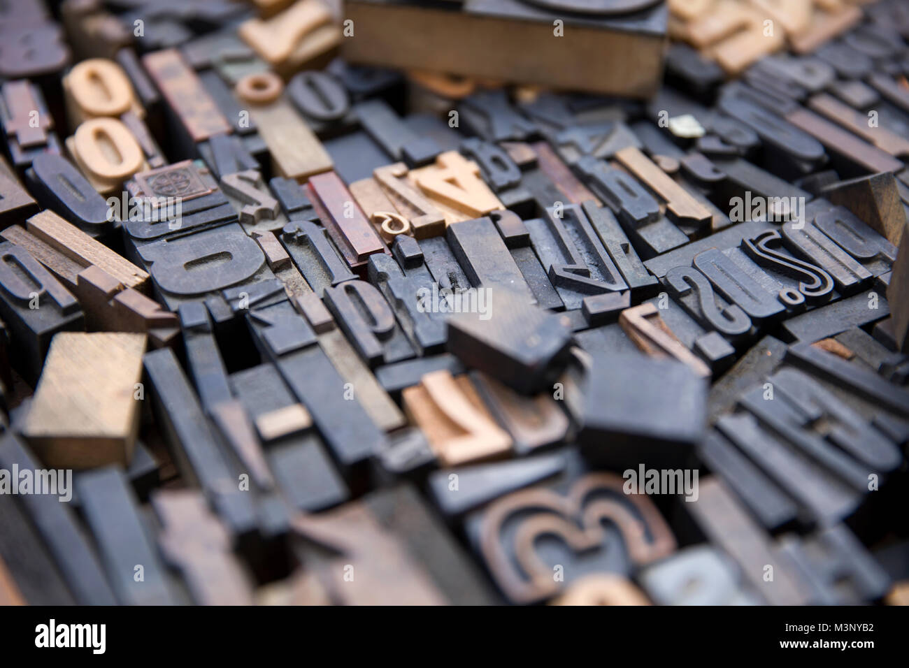 Closeup detail of the vintage old printing letters Stock Photo - Alamy