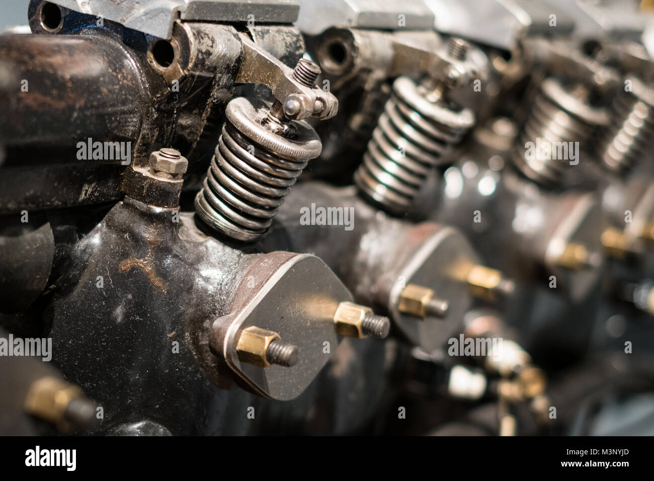 old motor closeup, vintage engine technology / mechanics macro Stock ...