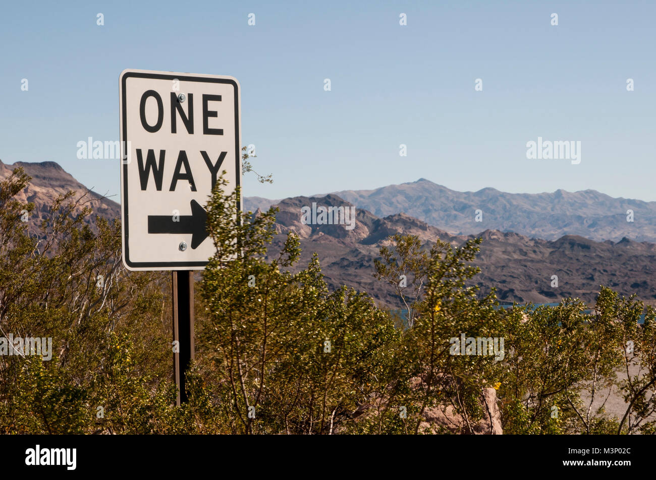 Nevada. One way sign to nowhere Stock Photo - Alamy