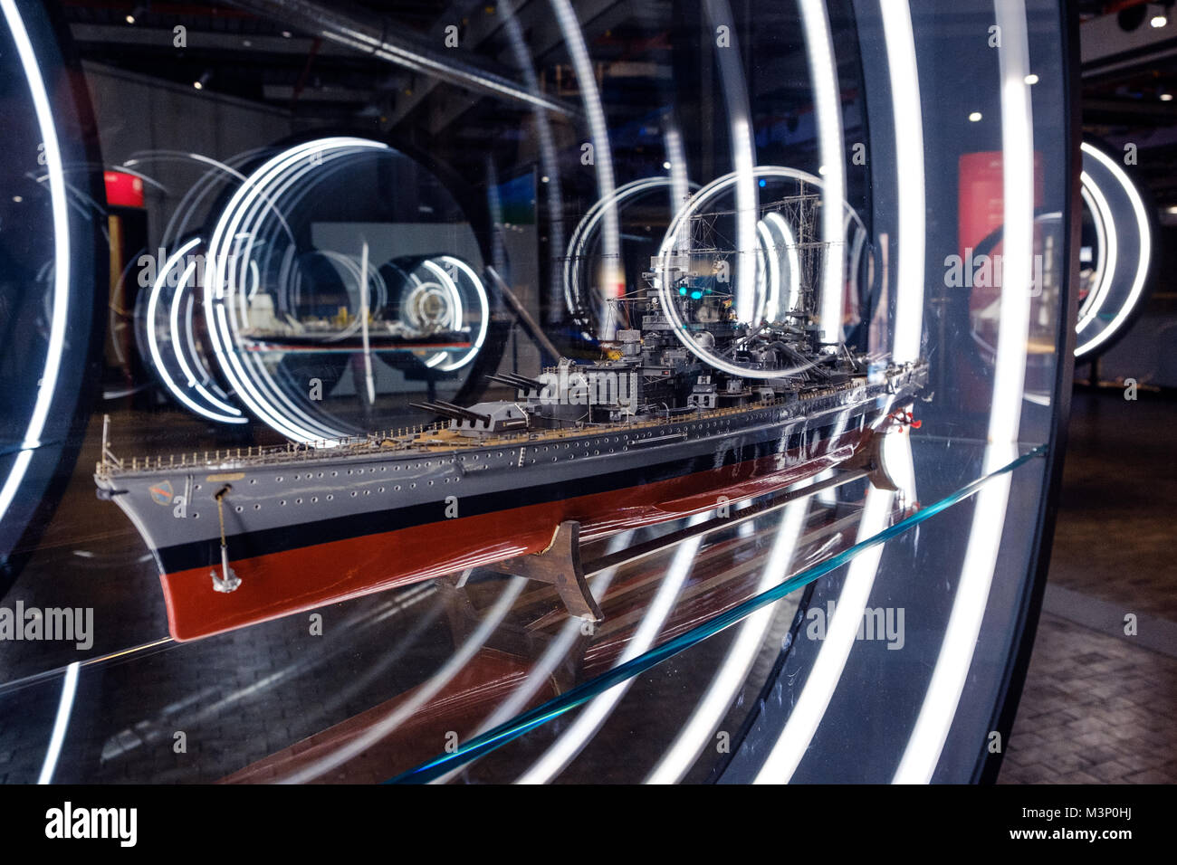 Berlin, Germany - February 2018: Boat model exhibition inside the ...