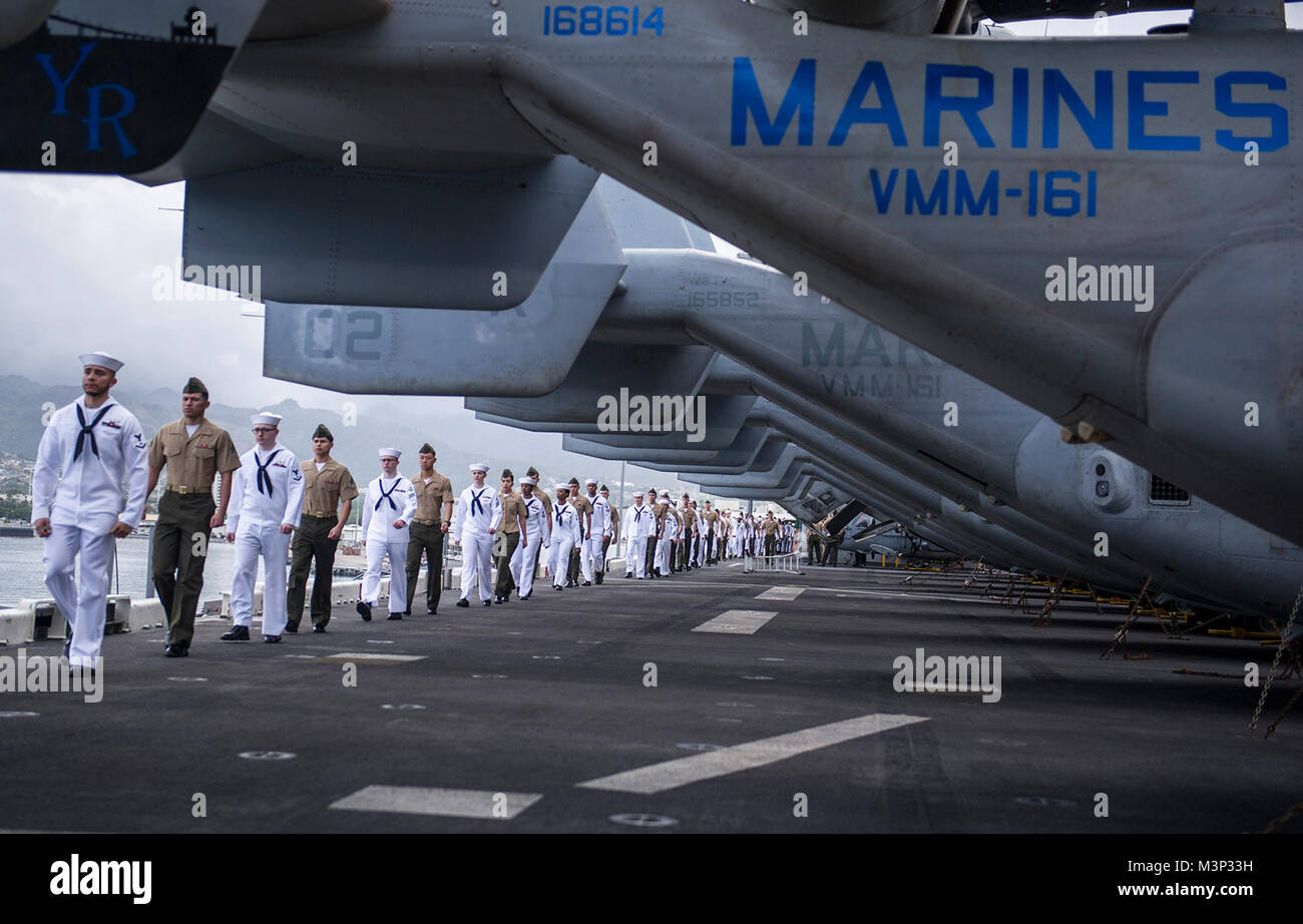 180125-N-LD343-014 PEARL HARBOR (Jan. 25, 2018) Sailors and Marines ...