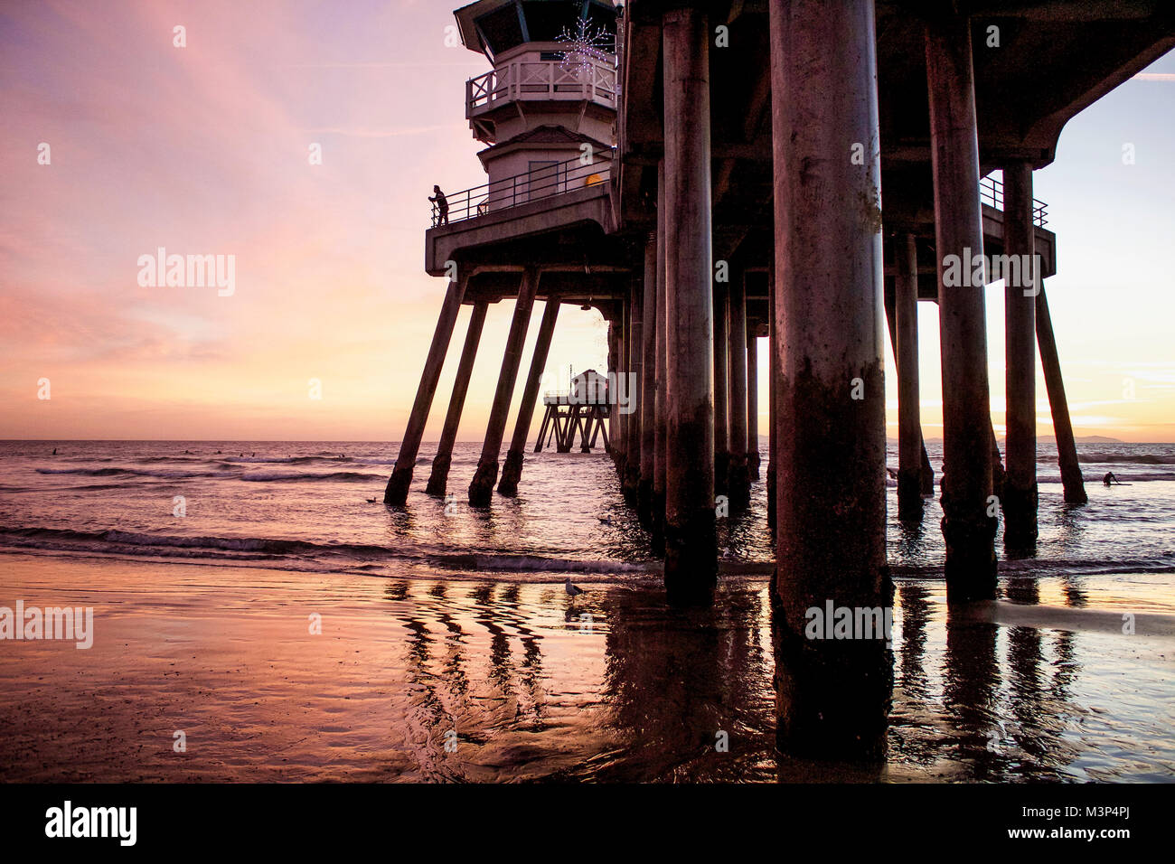 Huntington Beach Pier Sunset Stock Photo - Alamy