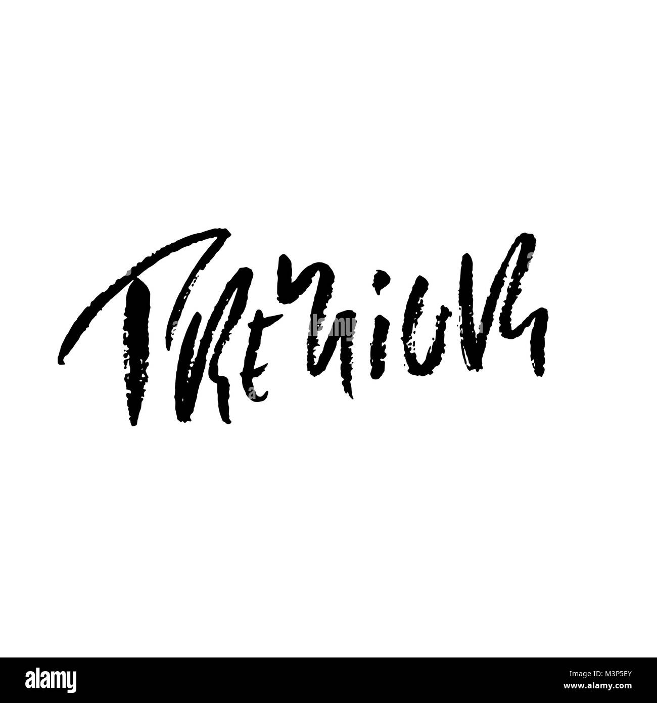 Premium. Hand drawn dry brush lettering. Ink illustration. Modern ...