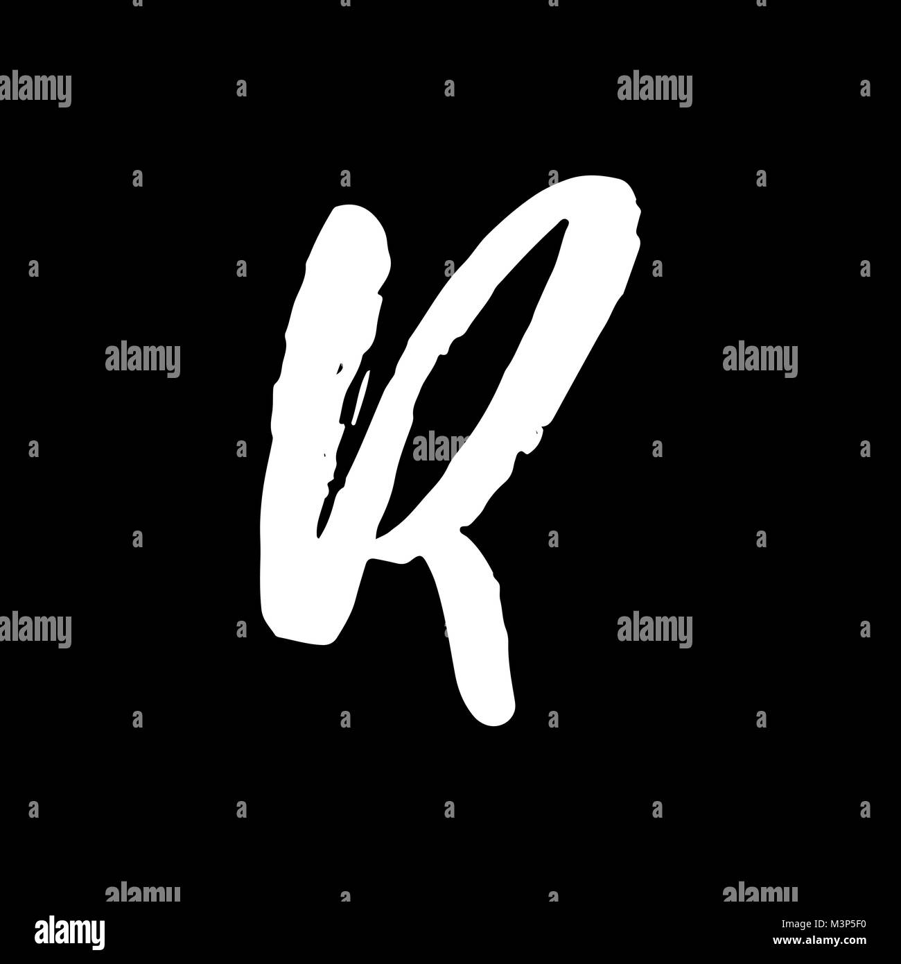 Letter R. Handwritten by dry brush. Rough strokes textured font. Vector ...