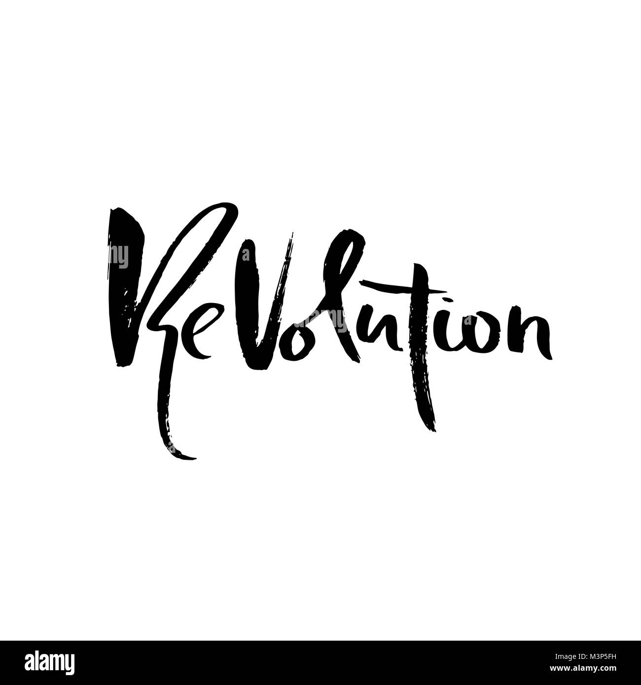 Revolution. Modern dry brush lettering. Typography poster. Calligraphy ...