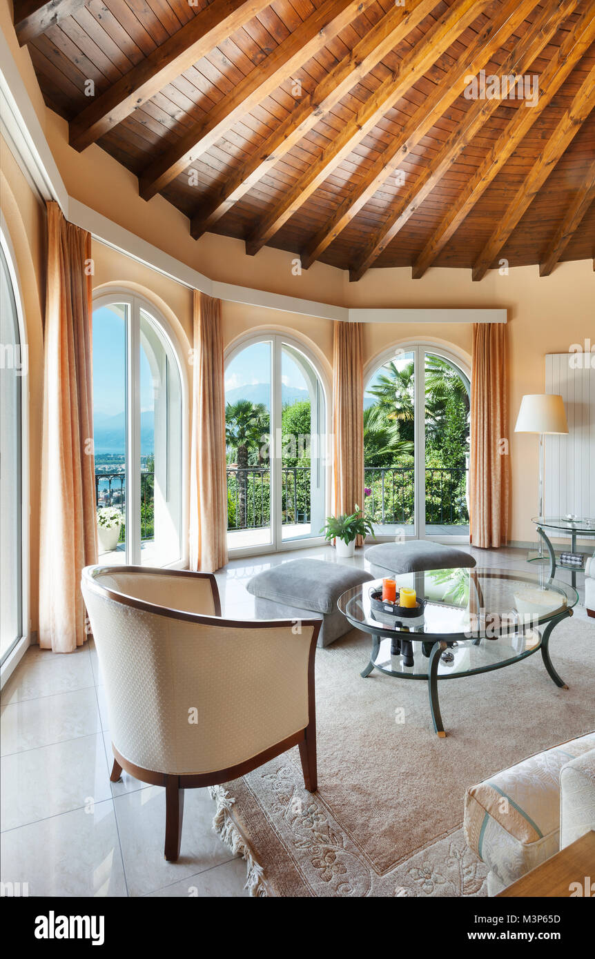 beautiful house interior, comfortable living room in classic style ...