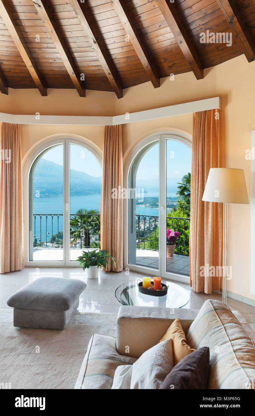 beautiful house interior, comfortable living room in classic style ...