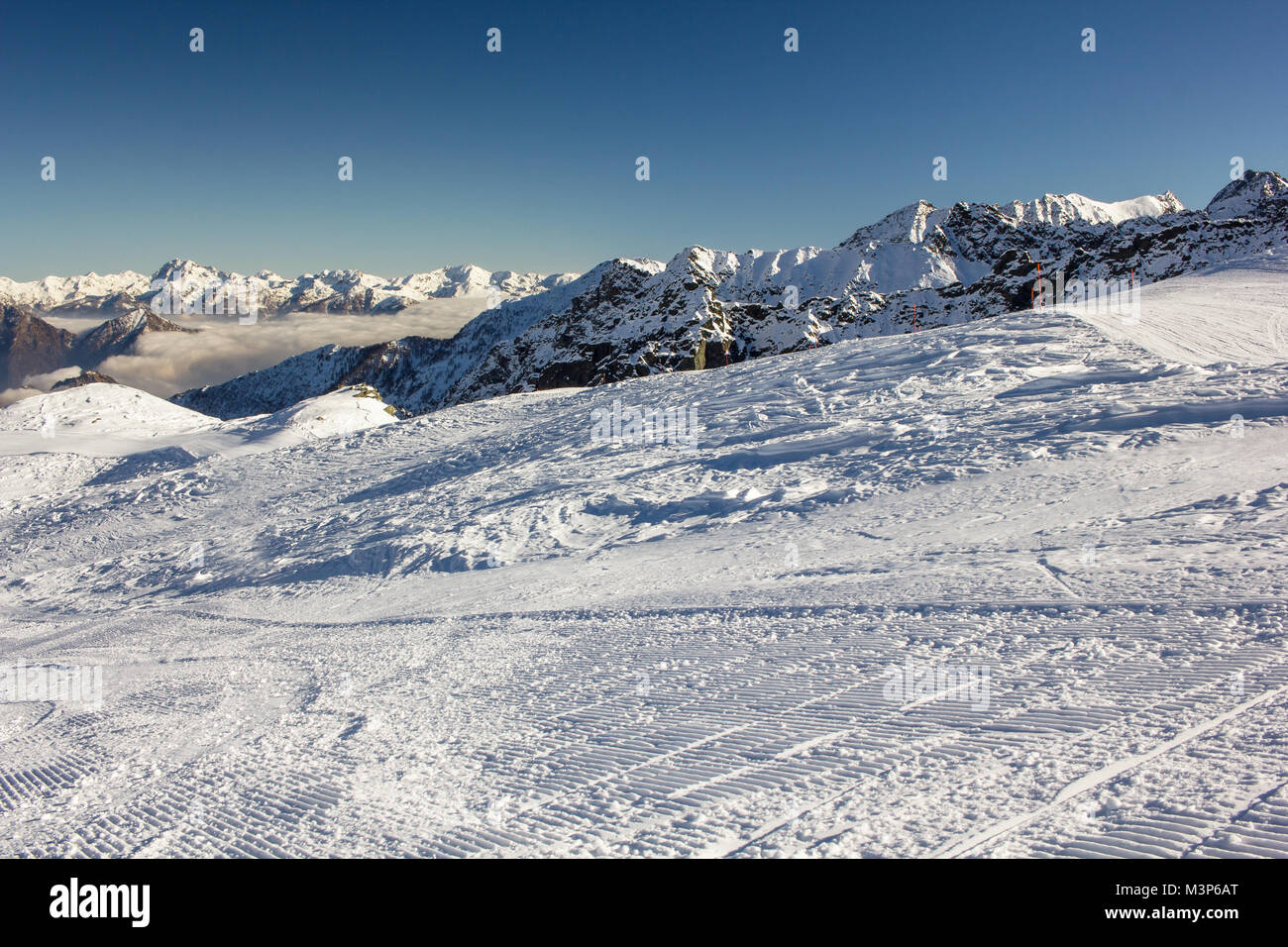 In the top of the mountain in Italy - winter season - snow Stock Photo ...