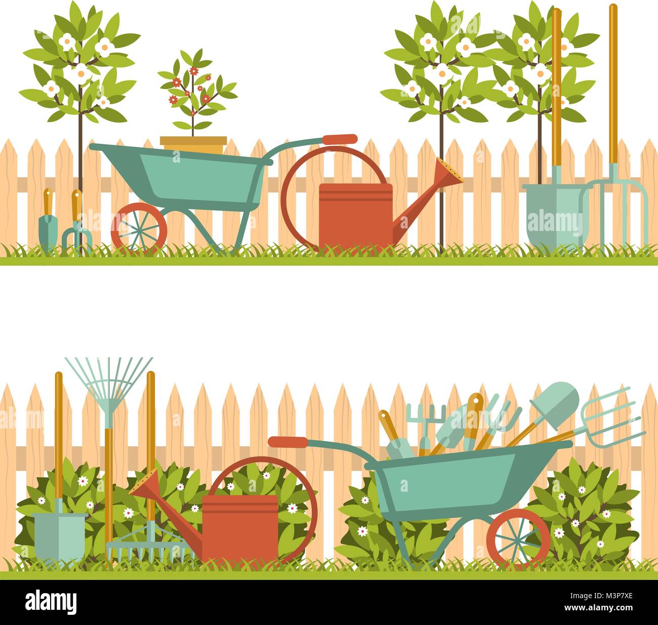 Garden design elements landscaping Stock Vector Images - Alamy