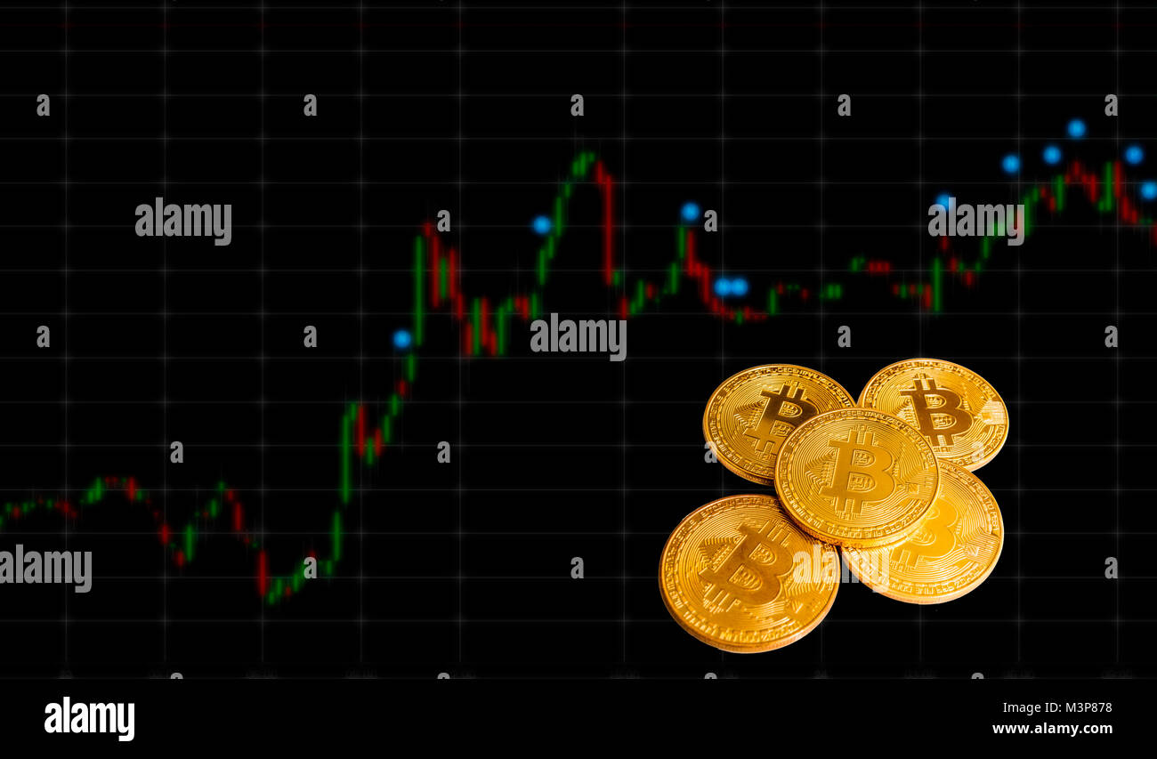 chart with golden bitcoin Stock Photo - Alamy