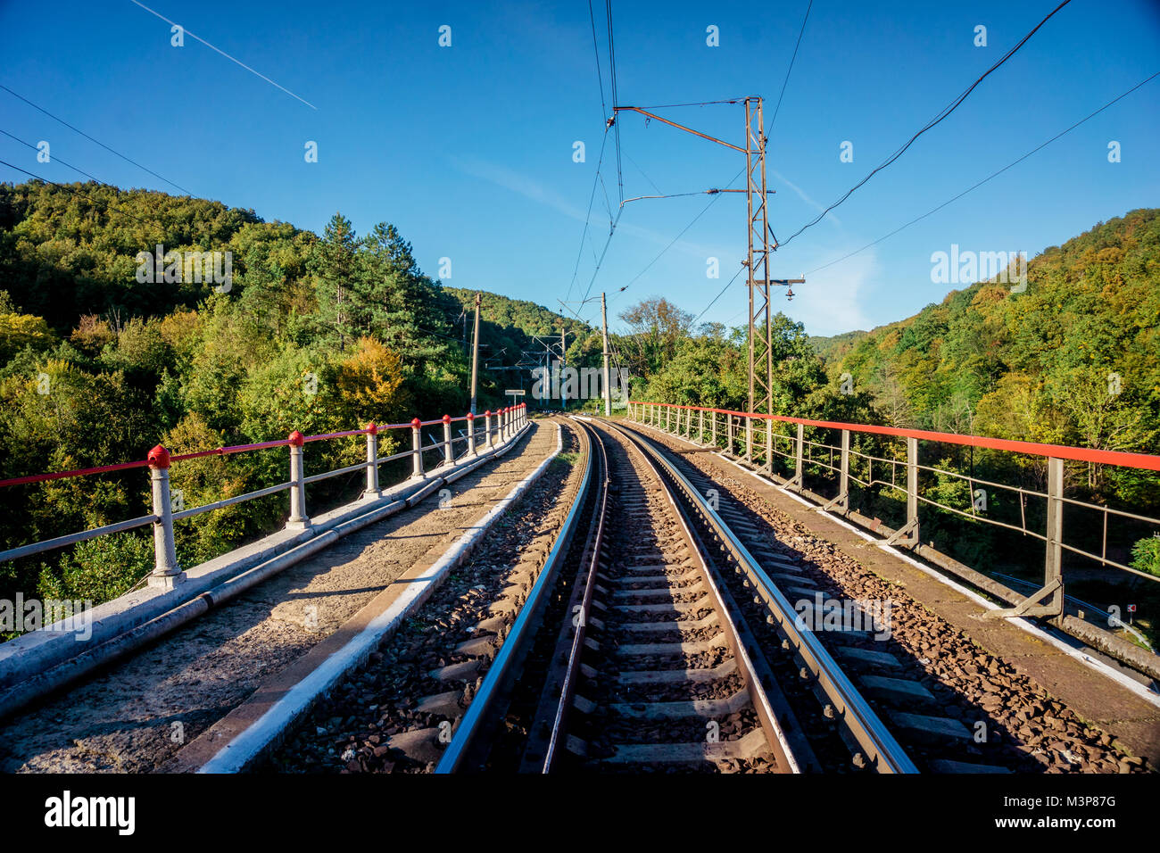 Railroad tracks. Classical railway Stock Photo - Alamy
