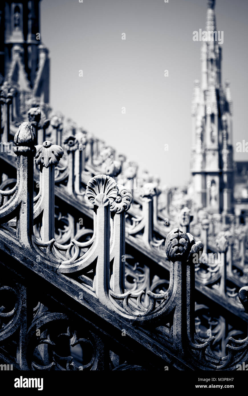Series of architectural details of the Milan Cathedral Spire Stock ...