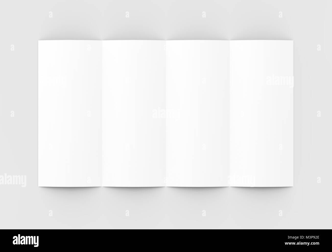 Four folded - 4-Fold - vertical brochure mock-up isolated on soft gray ...
