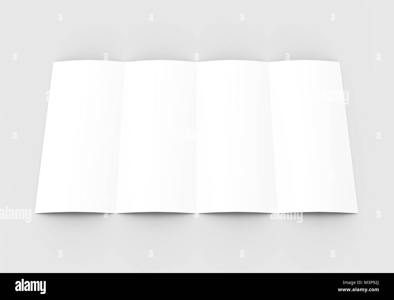 Four folded - 4-Fold - vertical brochure mock-up isolated on soft gray ...