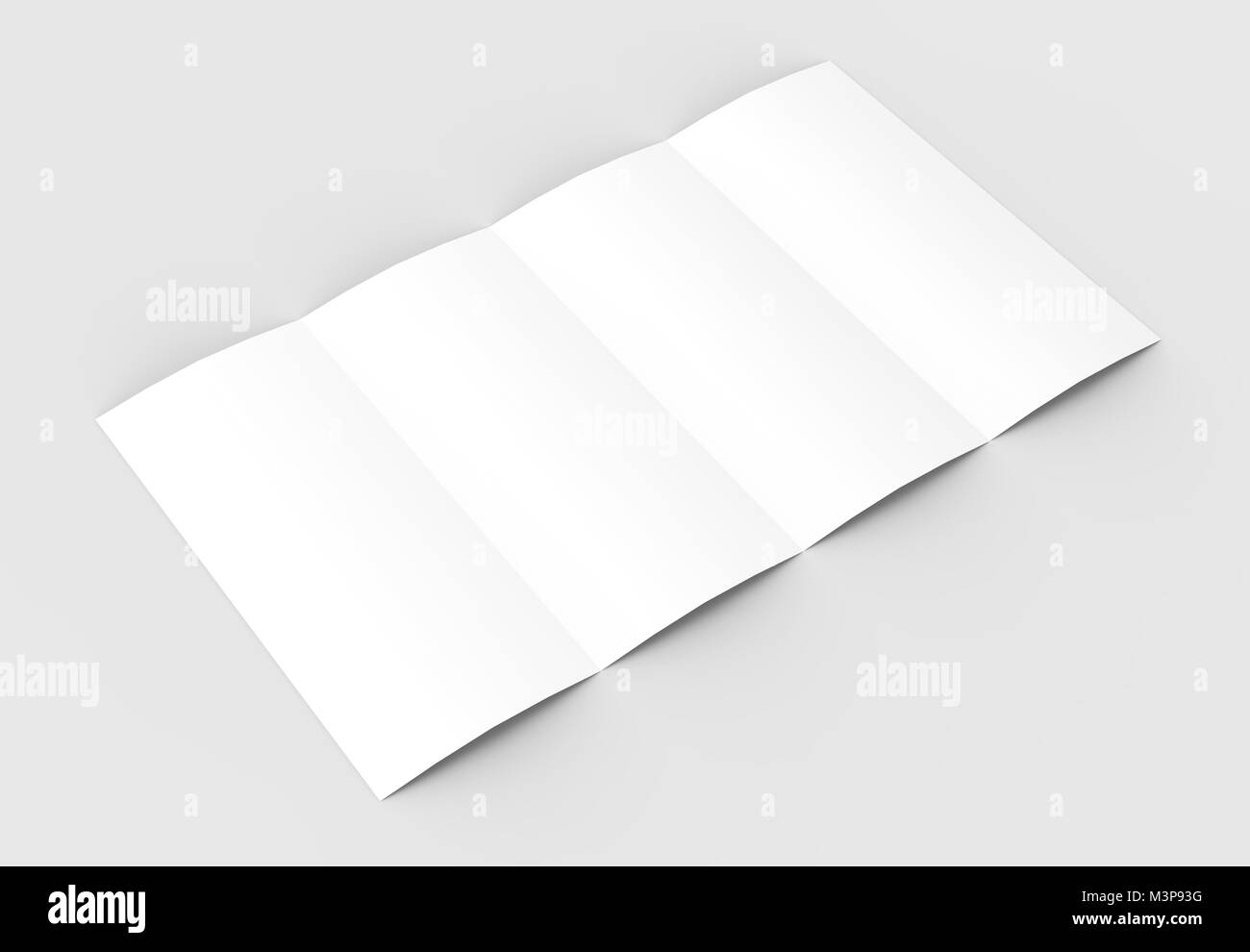 Four folded - 4-Fold - vertical brochure mock-up isolated on soft gray ...
