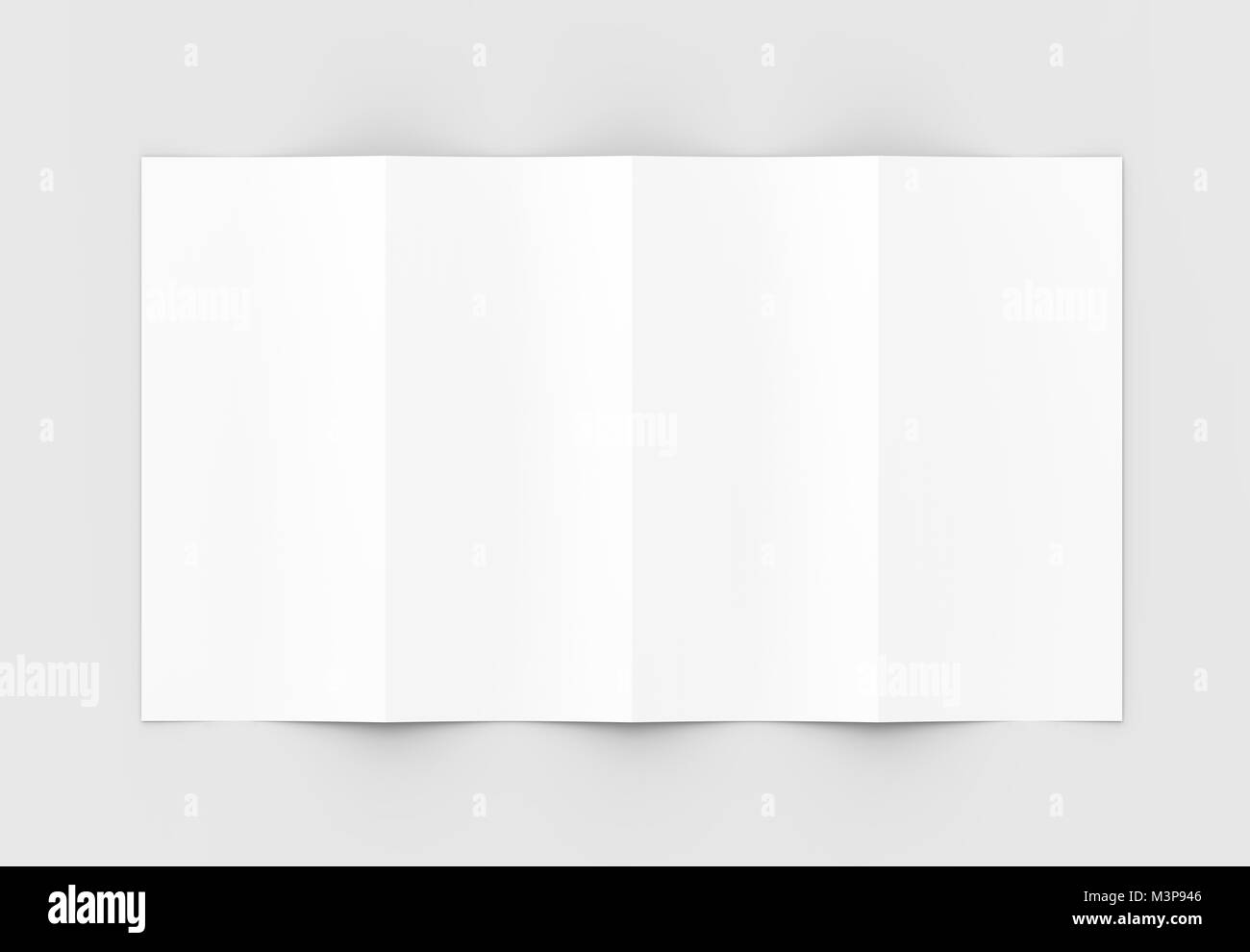 Four folded - 4-Fold - vertical brochure mock-up isolated on soft gray ...