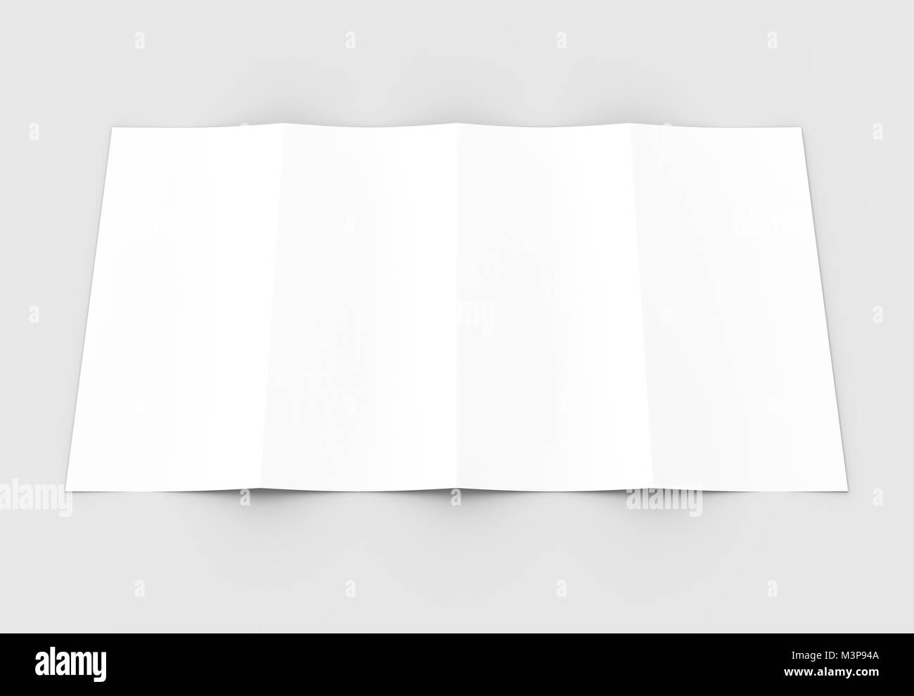Four folded - 4-Fold - vertical brochure mock-up isolated on soft gray ...
