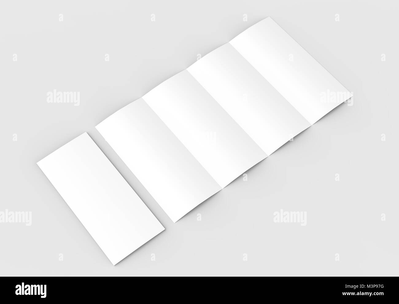 Four folded - 4-Fold - vertical brochure mock-up isolated on soft gray ...