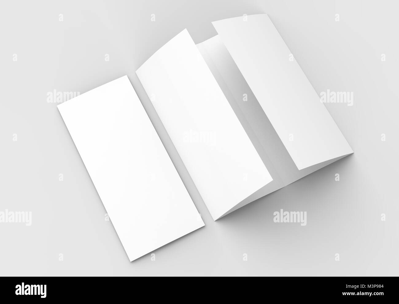 Four folded - 4-Fold - vertical brochure mock-up isolated on soft gray ...