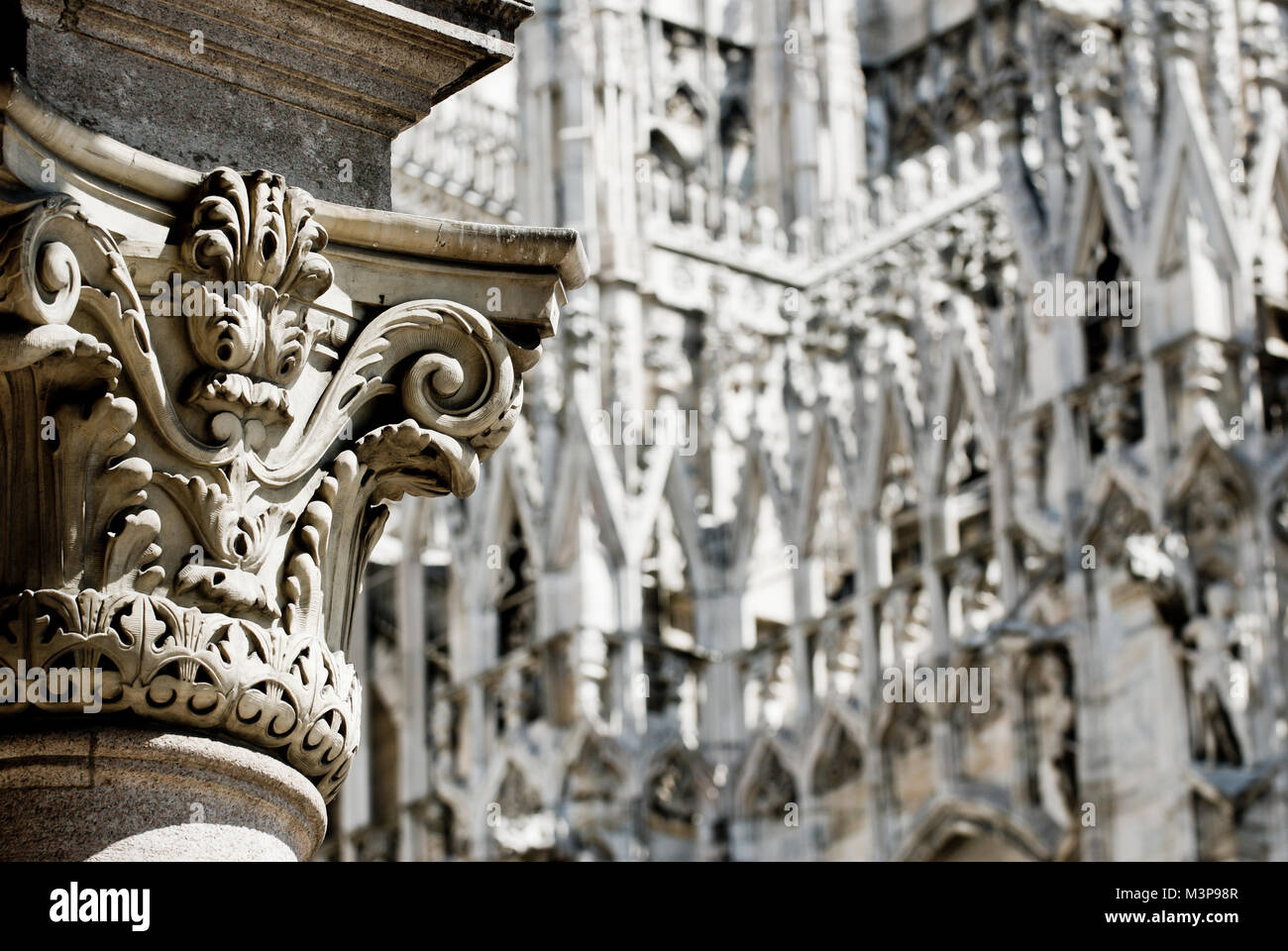 Series of architectural details of the Milan Cathedral Spire Stock ...