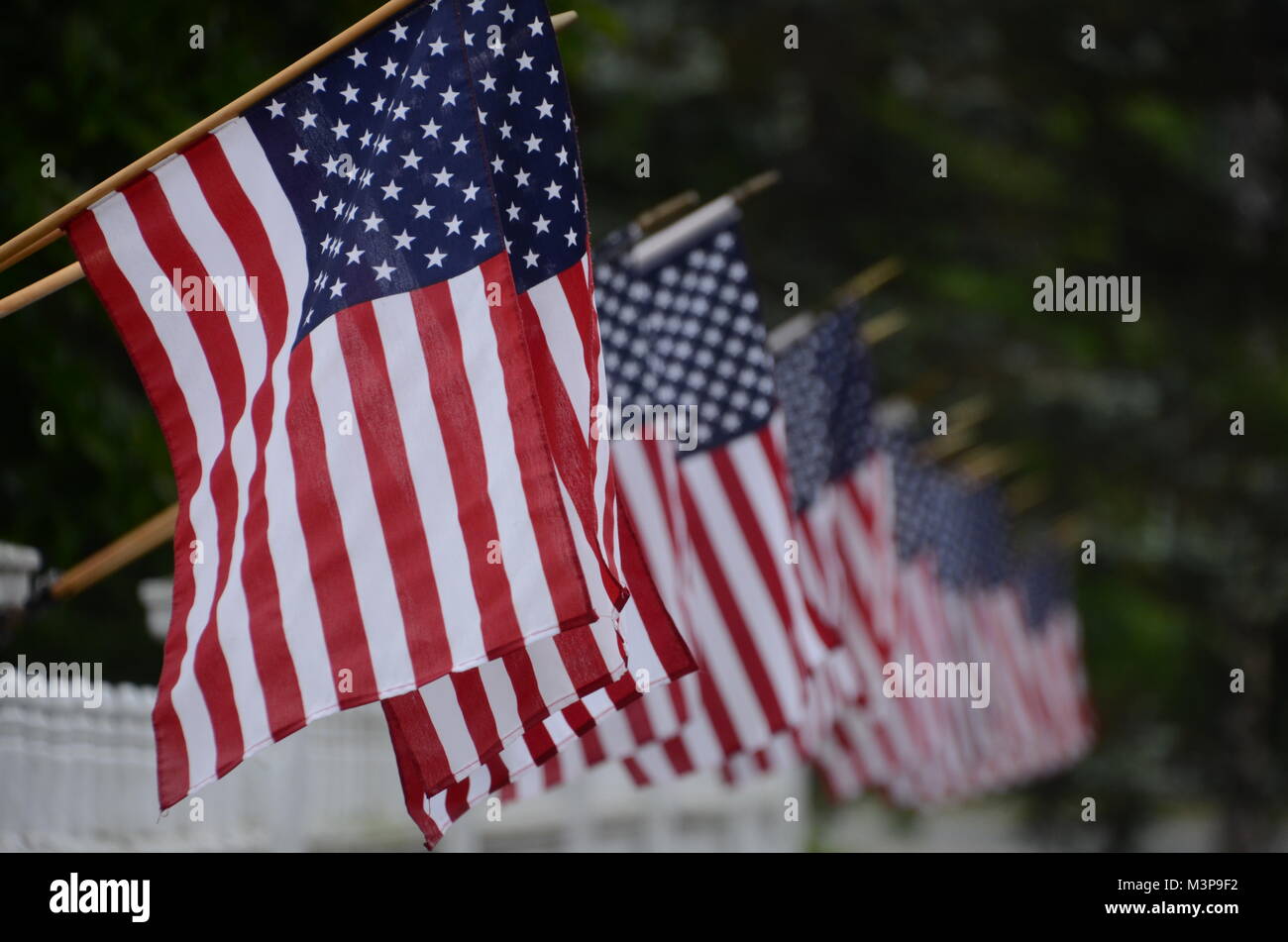 American flags in a row of houses hi-res stock photography and images ...