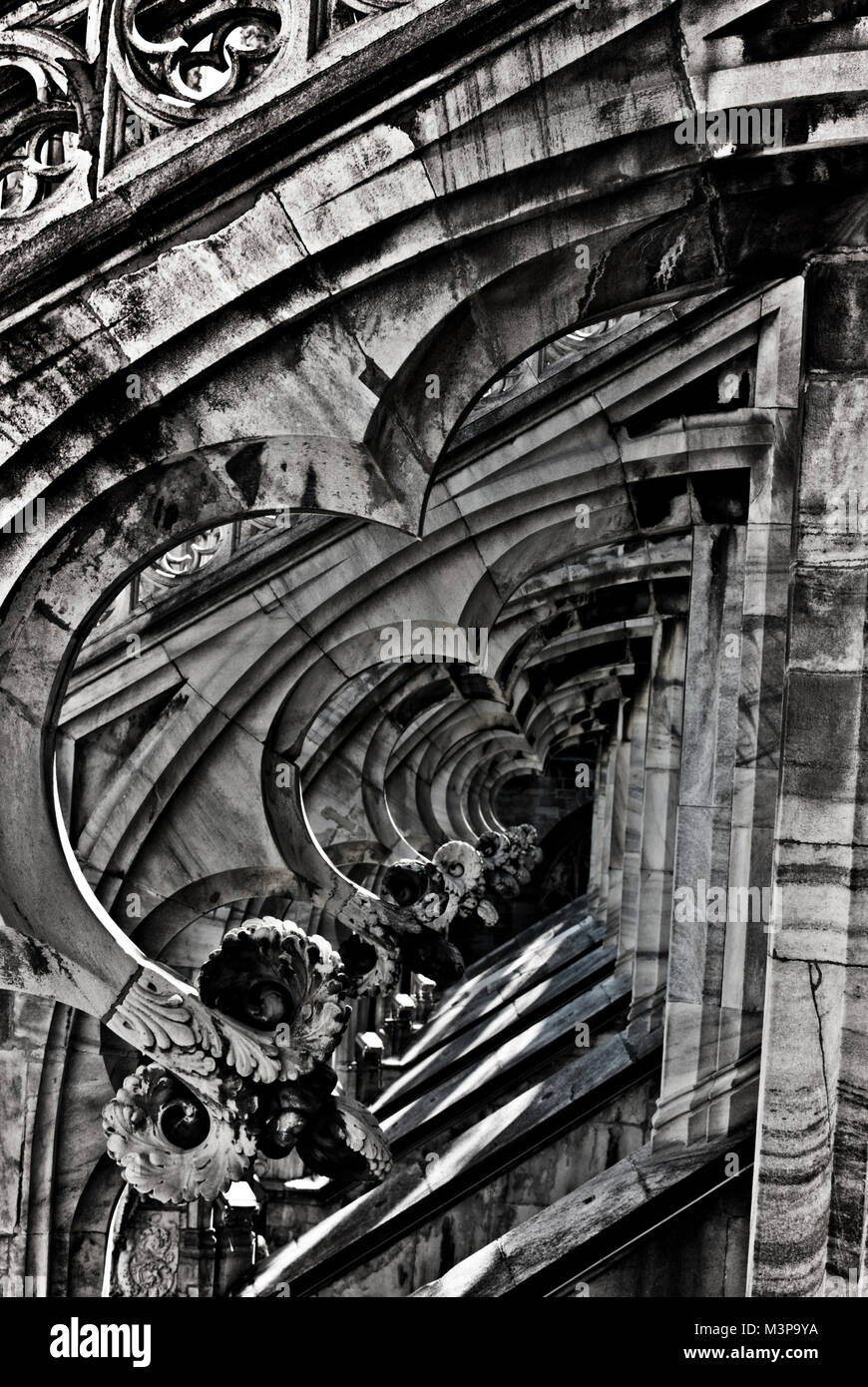 Series of architectural details of the Milan Cathedral Spire Stock ...