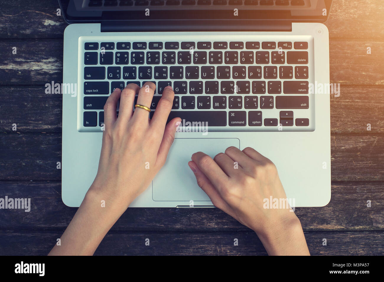 Hands are touching the computer keyboard Stock Photo - Alamy