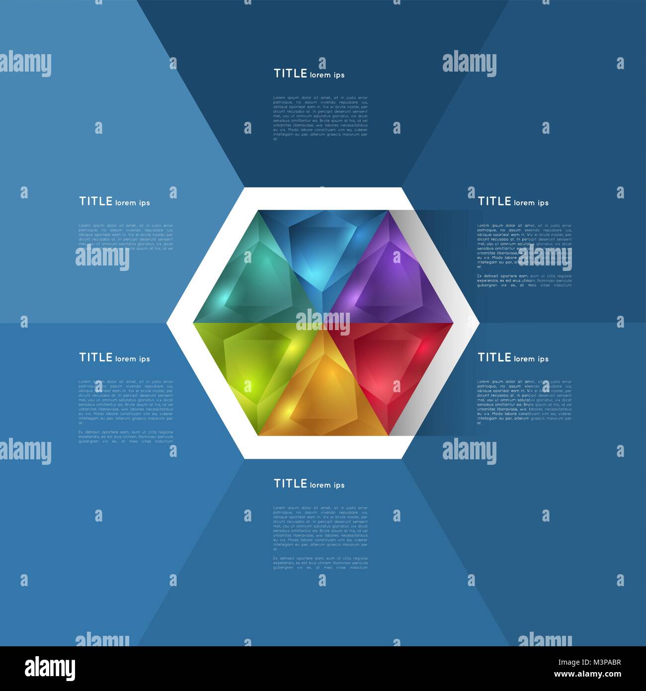 abstract infographic template with colorful hexagon, design element ...