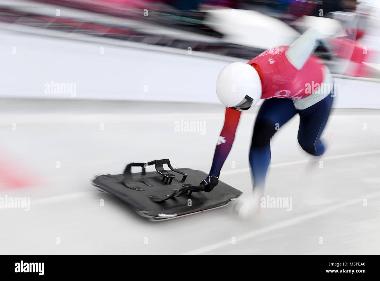 Skeleton pilot Katsuyuki Miyajima of Japan pictured during a training ...