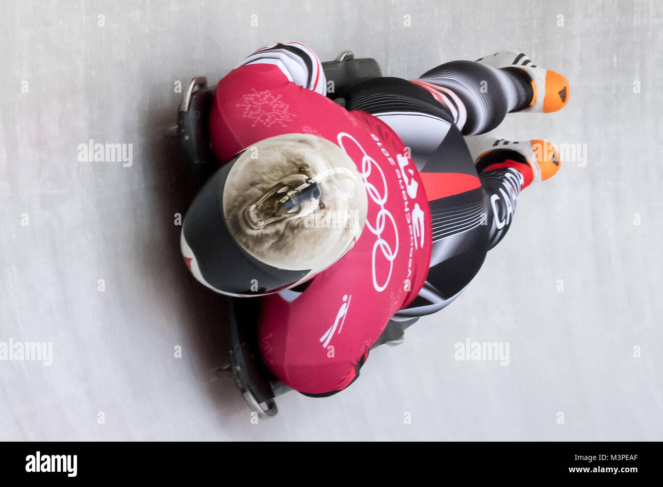 Skeleton pilot Barrett Martineau of Canada pictured during a training ...
