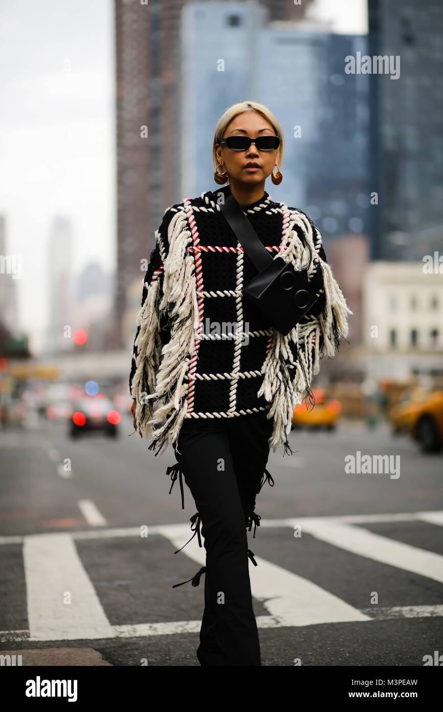 Blogger Vanessa Hong attending a runway show during New York Fashion ...