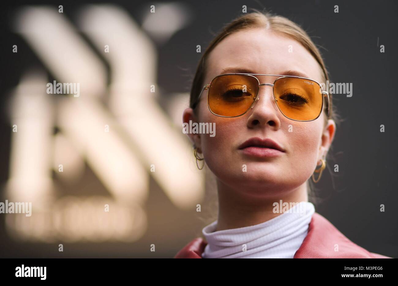 Kelsey Stiegman attending a runway show during New York Fashion Week ...