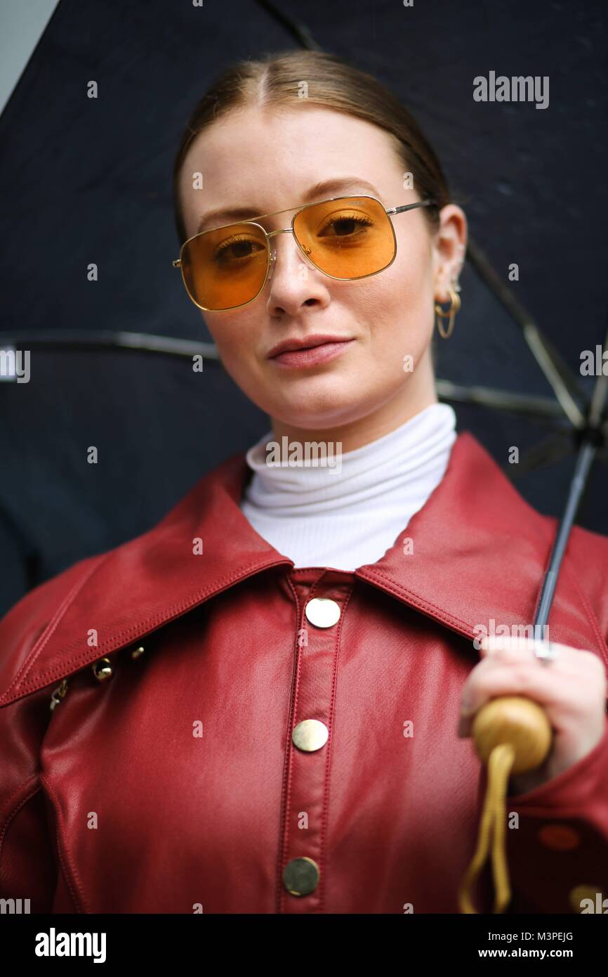Kelsey Stiegman attending a runway show during New York Fashion Week ...