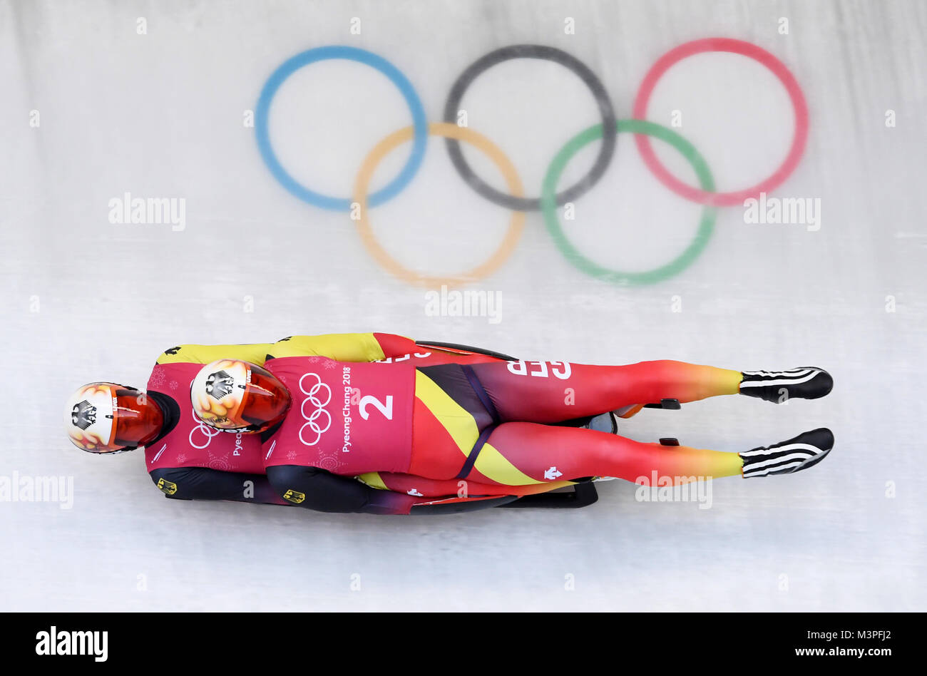 Lugers Tobias Wendl and Tobias Arlt of Germany in action during ...