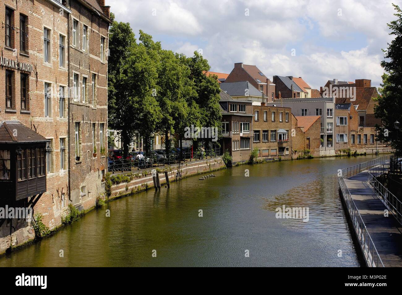 Canal at Dijle River, Mechelen, Flanders, Belgium/Malines, Dyle | usage worldwide Stock Photo ...