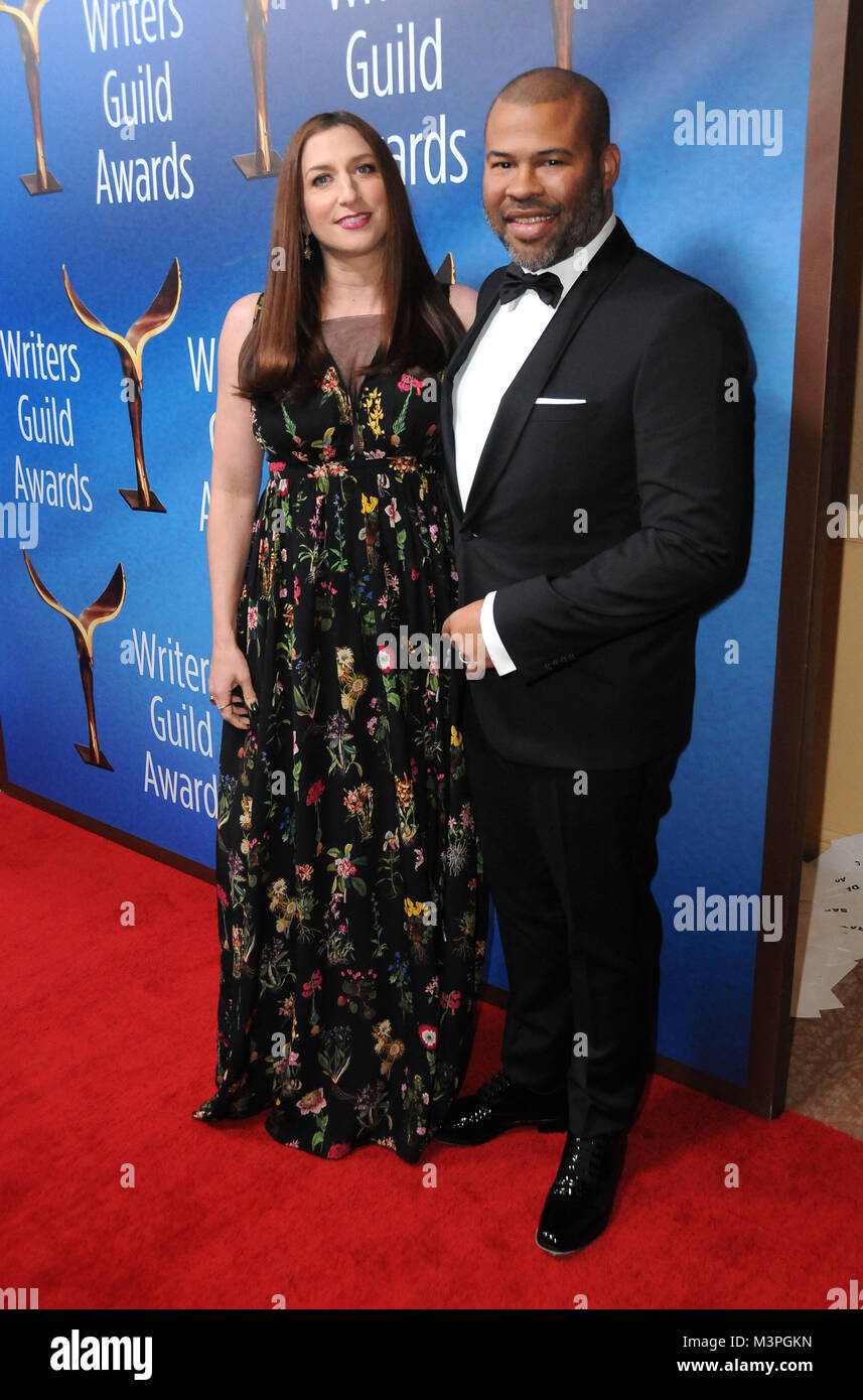 Beverly Hills, USA. 11th Feb, 2018. Writer/director Jordan Peele (R ...