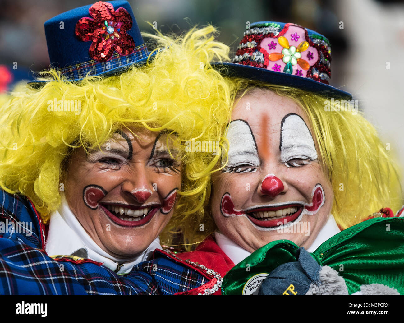 Ludwigshafen, Germany. 11th Feb, 2018. Clowns laughing during the ...