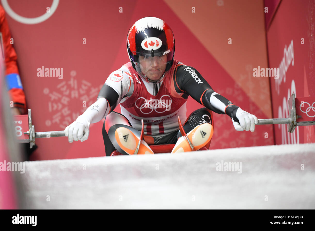 Alex Gough of Canada in action during the women's single luge event at ...