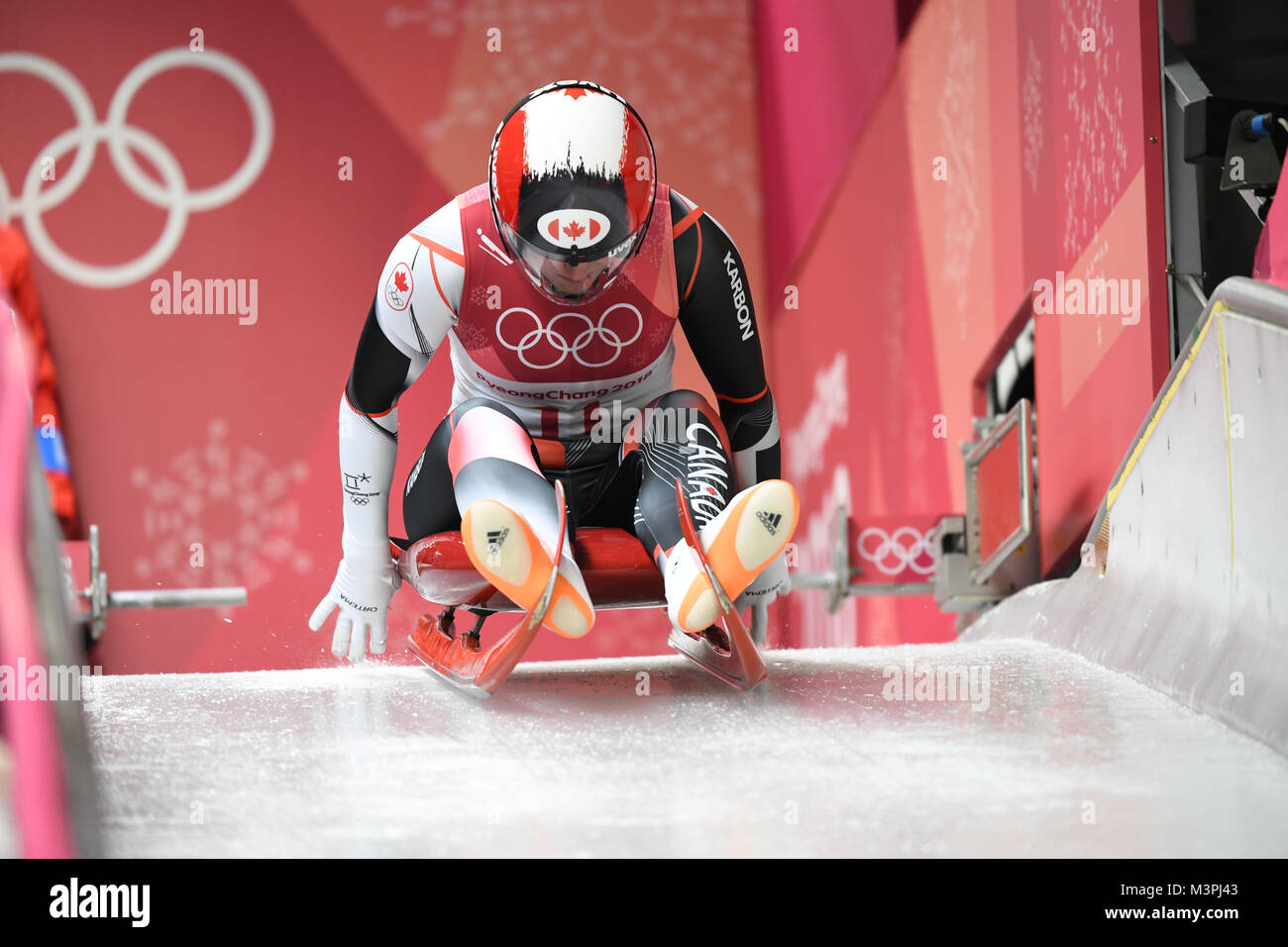 Alex Gough of Canada in action during the women's single luge event at ...