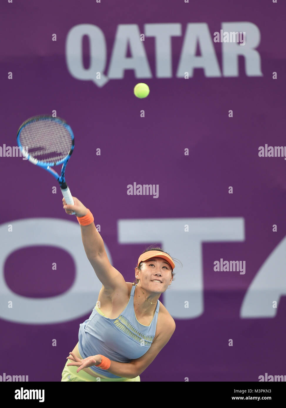 Doha, Qatar. 12th Feb, 2018. Duan Yingying of China serves during the ...