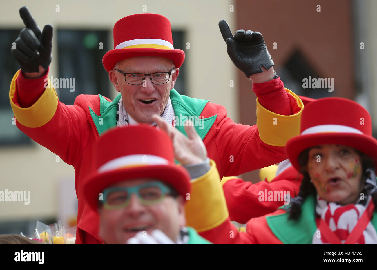 Duesseldorf, Germany, 12 Febraury 2018. Carnival-goers in costume take ...