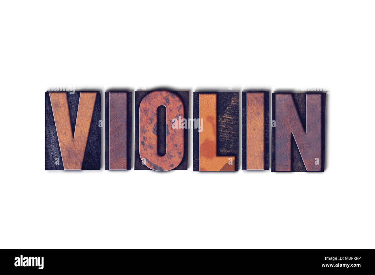 The word Violin concept and theme written in vintage wooden letterpress ...
