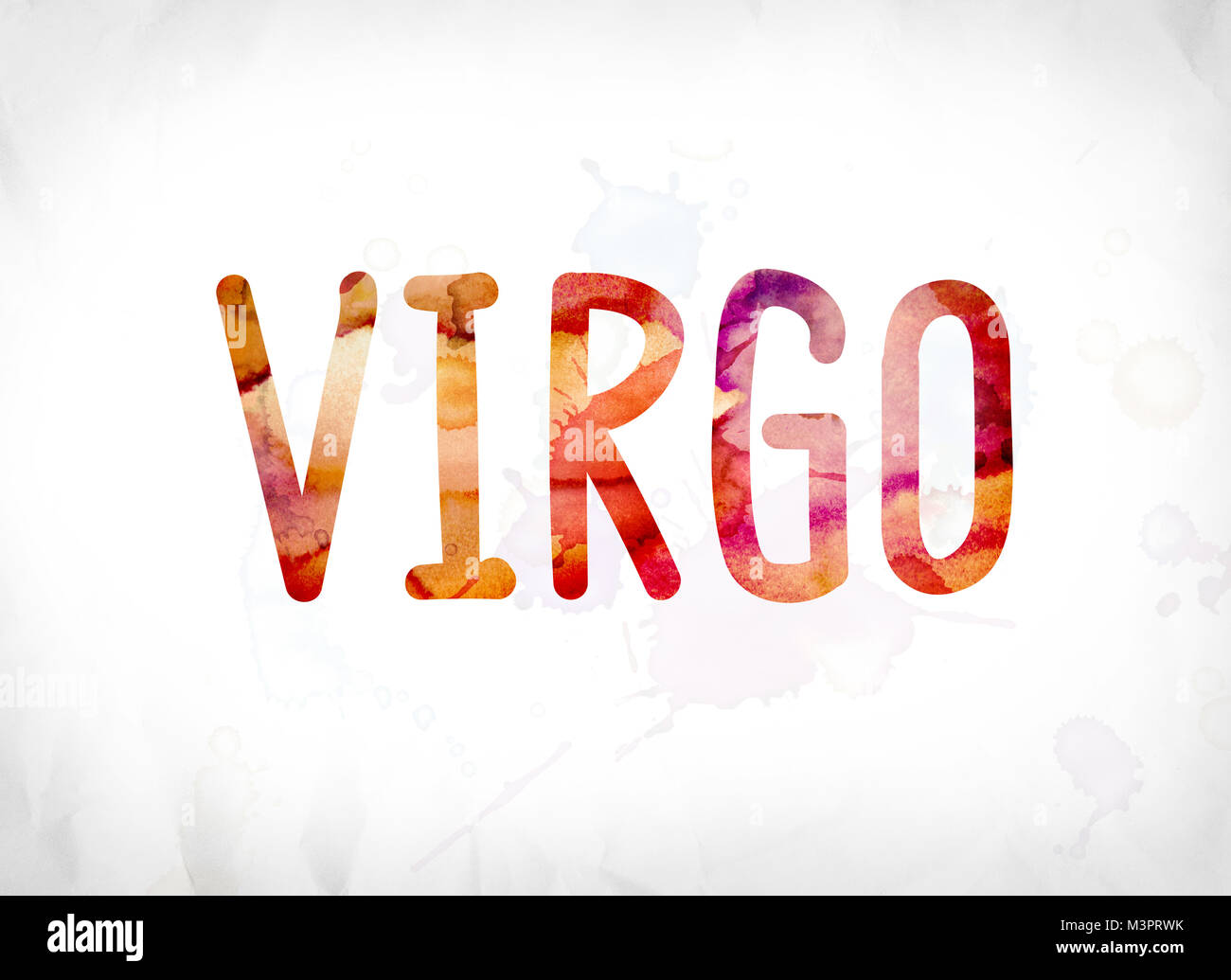 The word Virgo concept and theme painted in colorful watercolors on a ...